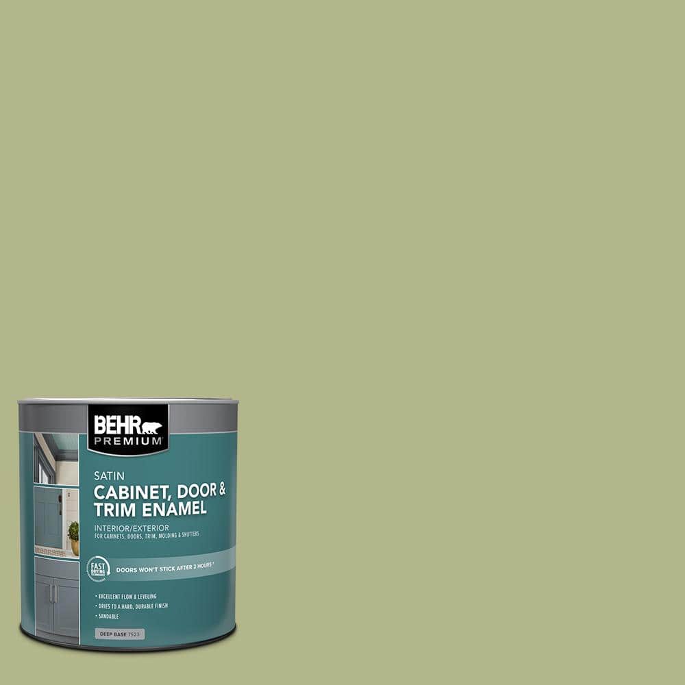 BEHR PREMIUM 1 qt. #M350-4 Sweet Grass Satin Enamel Interior/Exterior ...