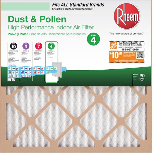 Rheem 14 x 14 x 1 Basic Household Pleated MERV 8 - FPR 4 Air Filter ...