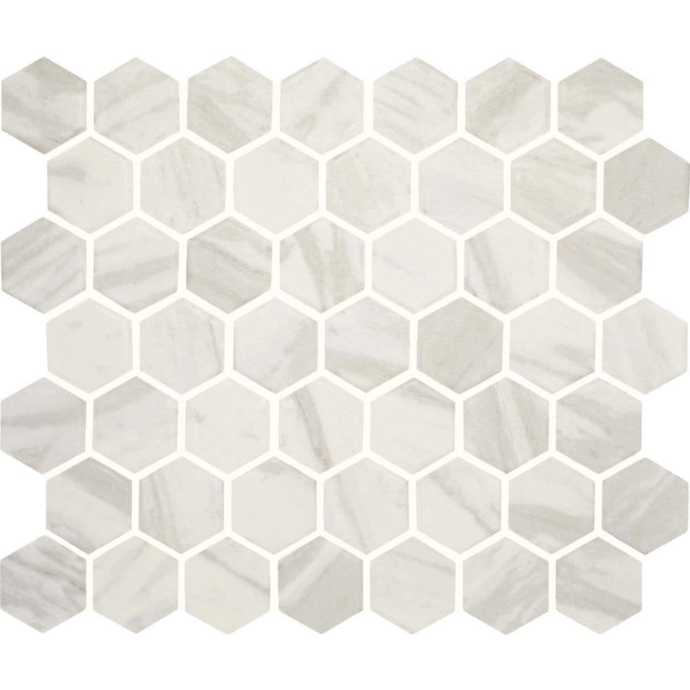 Daltile Perpetuo Timeless White 10 in. x 12 in. Glazed Ceramic Mosaic ...