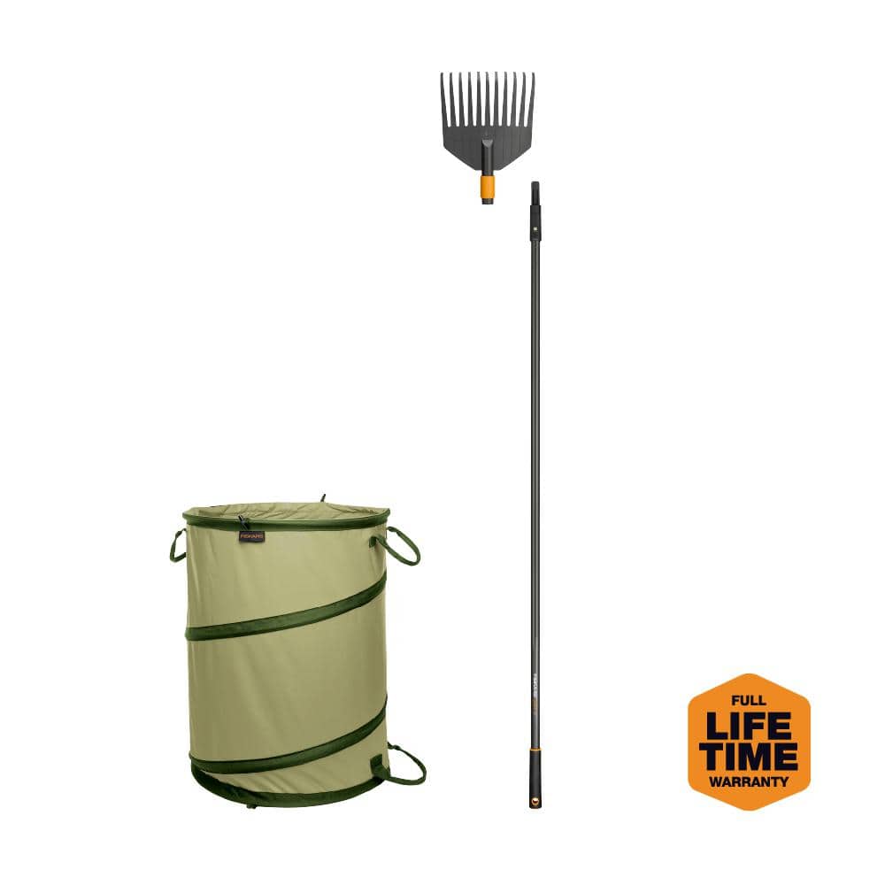 Fiskars Quikfit Garden Tool and Collapsible Container Leaf Collecting ...