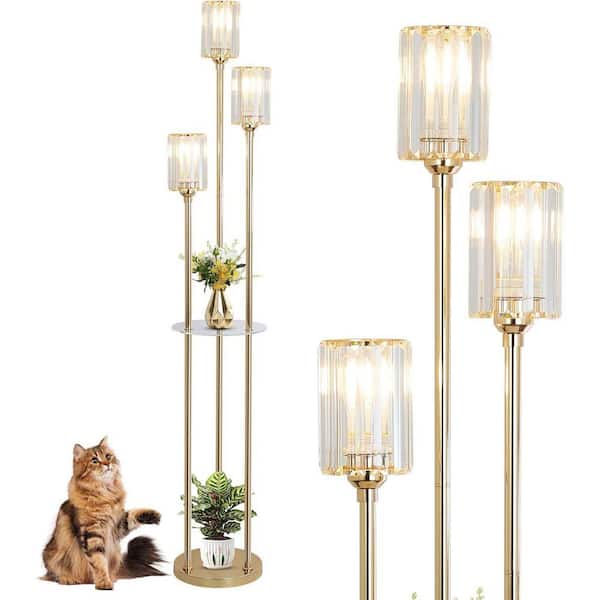 Logmey 66 in. Black Modern 3-Light Standard Floor Lamp for Living Room ...