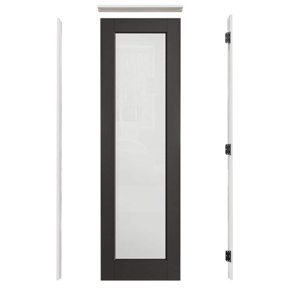 ARK DESIGN 24in. x80 in. 1-Lite Frosted Glass Left-Hand Black Solid ...