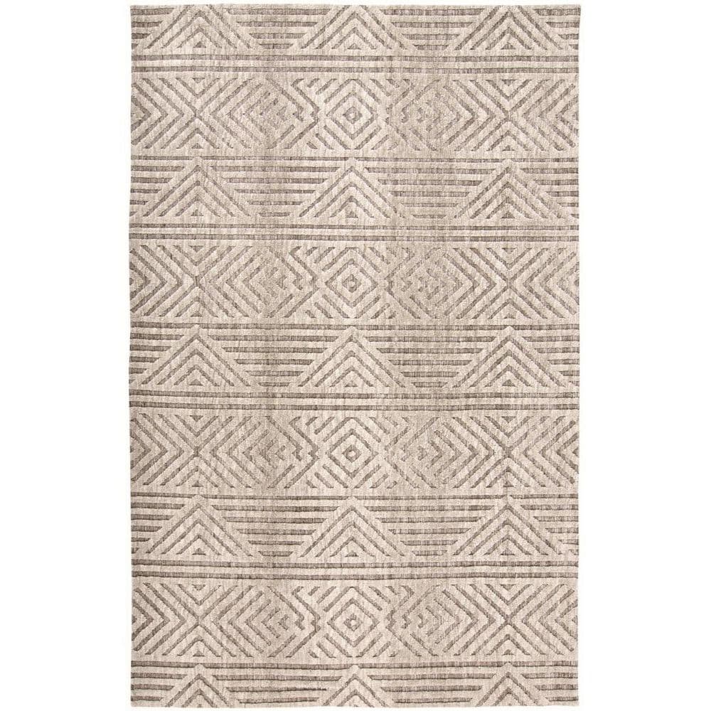 HomeRoots 5 ft. x 8 ft. Tan and Ivory Geometric Area Rug 2000512260 ...