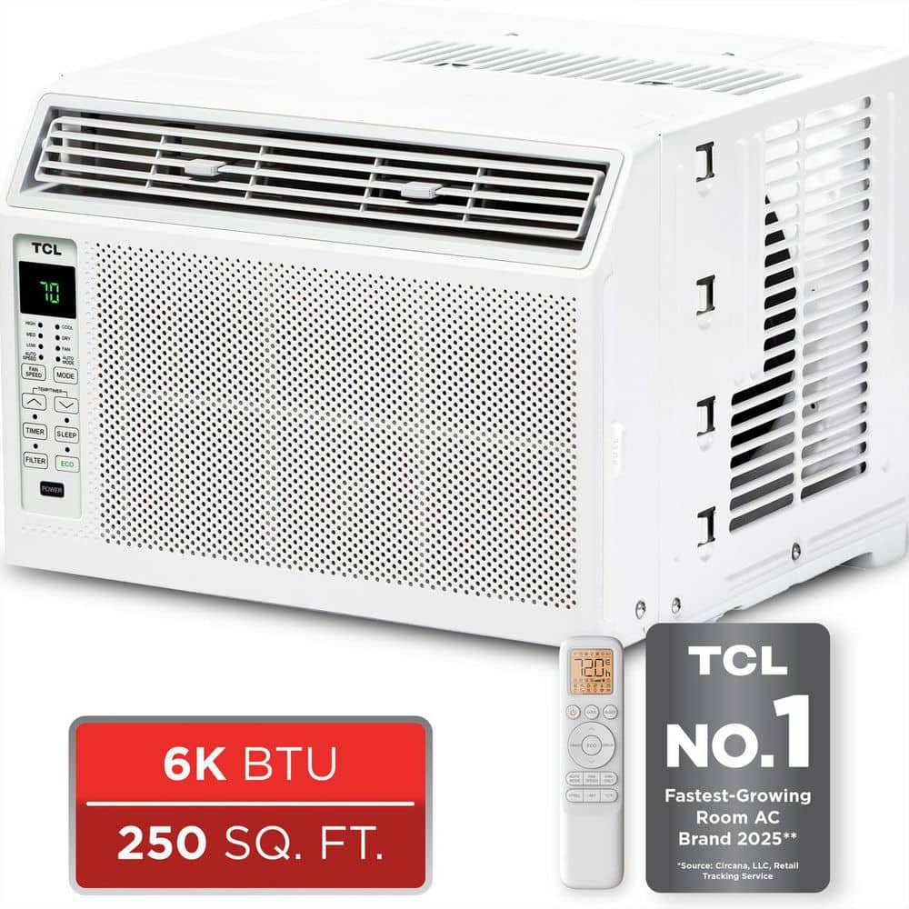 TCL 6,000 BTU (DOE) Window Air Conditioner Cools 250 sq. ft. with ...