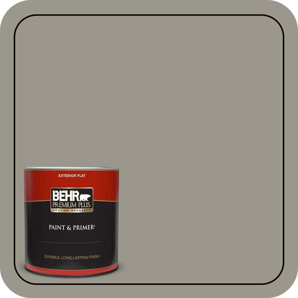 BEHR PREMIUM PLUS 1 qt. #MQ2-60 Iron Gate Flat Exterior Paint & Primer ...