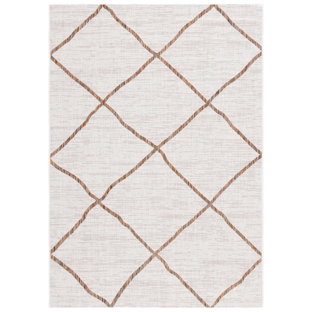 SAFAVIEH Courtyard Ivory/Brown 5 ft. x 8 ft. Trellis Impression Indoor ...