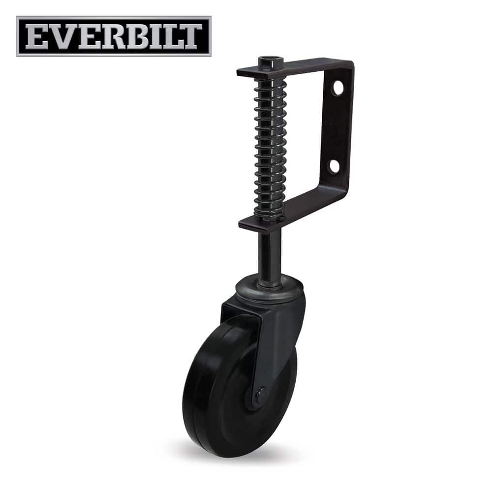 Everbilt 4 in. Black Hard Rubber and Black Steel Swivel Gate Caster ...