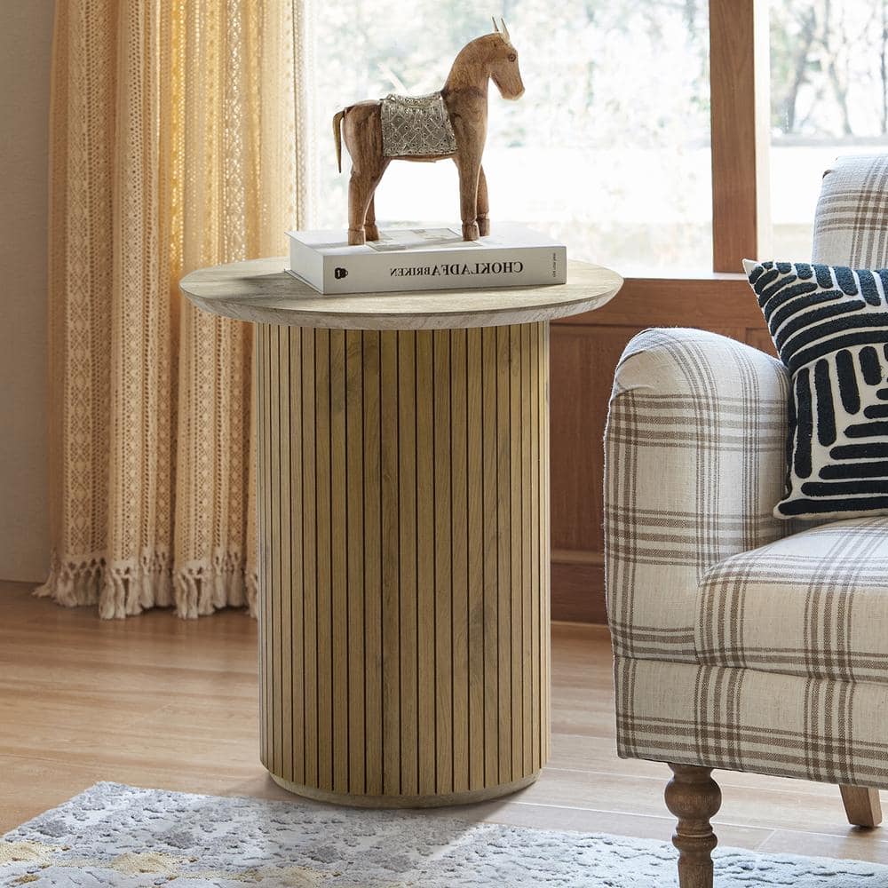 JAYDEN CREATION Oz Lime 17.75 in. W Modern Round MDF Wood End Table ...