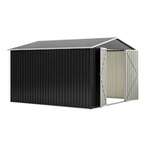 10 ft. W x 8 ft. D Outdoor Storage Metal Shed with Foundation Lockable ...