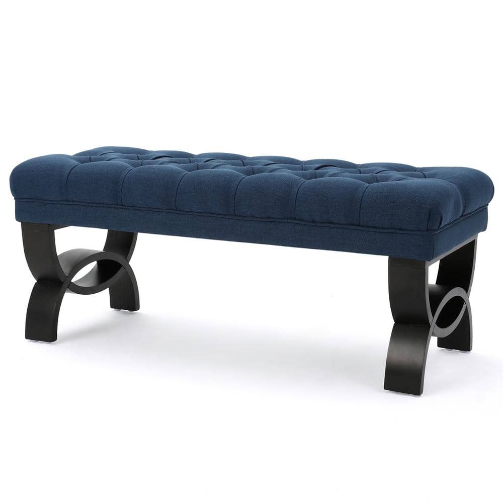 Noble House Scarlett Dark Blue Bench Upholstered (16.75 in. x 41 in. x ...