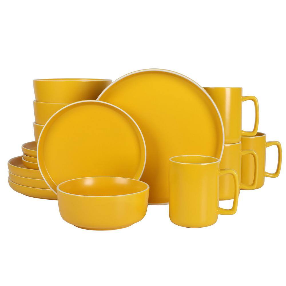 Gibson Gap Home 16-Piece Round Stoneware Dinnerware Set in Solid Matte ...