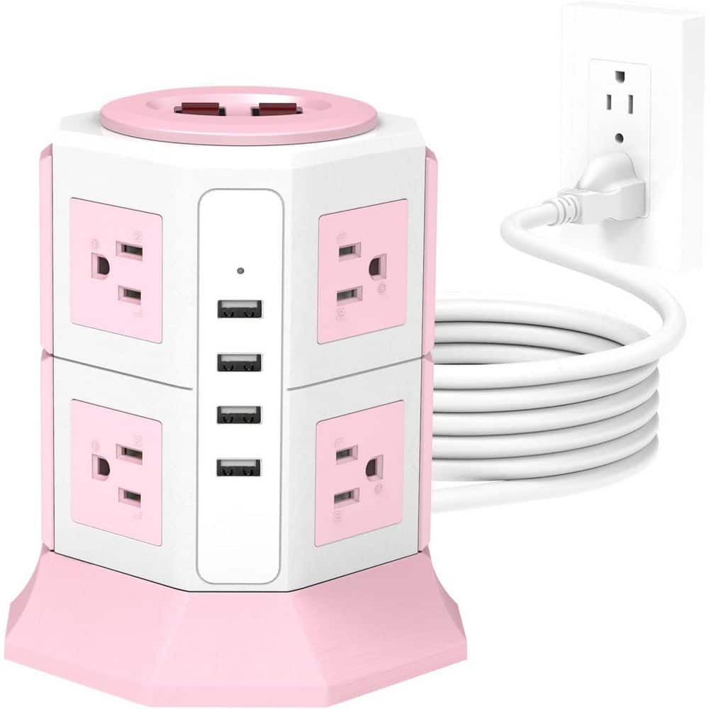 Lukyamzn 8-Outlet Power Strip Tower Surge Protector 1050J 1250W with 4 ...