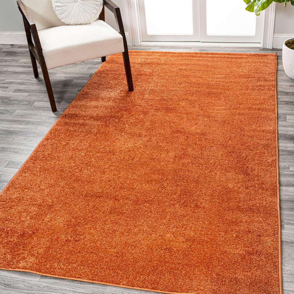 JONATHAN Y Haze Solid Low-Pile Orange 9 ft. x 12 ft. Area Rug SEU100M-9 ...