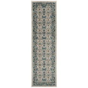 SAFAVIEH Madison Cream/Multi 2 ft. x 8 ft. Border Distressed Floral ...