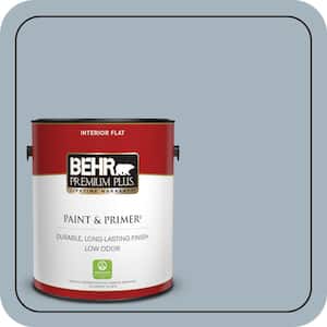 BEHR PREMIUM PLUS 8 oz. #N480-3 Shadow Blue Satin Enamel Interior ...