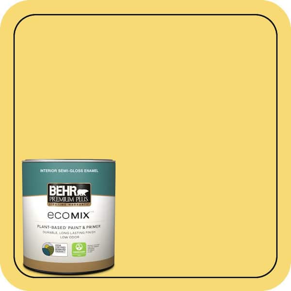 BEHR PREMIUM PLUS 1 qt. #P310-5 Solar Energy Semi-Gloss Enamel EcoMix ...