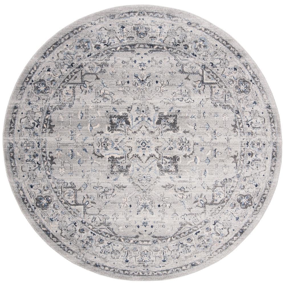 SAFAVIEH Charleston Gray/Dark Gray 7 ft. x 7 ft. Round Distressed ...