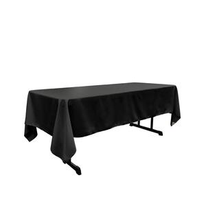 LA Linen 90 in. x 132 in. Black Polyester Poplin Rectangular Tablecloth ...