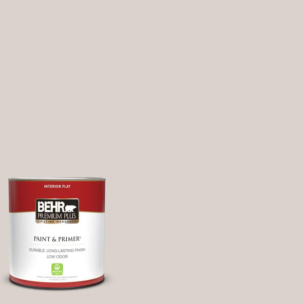BEHR PREMIUM PLUS 1 qt. #N200-1 Moth Gray Flat Low Odor Interior Paint ...
