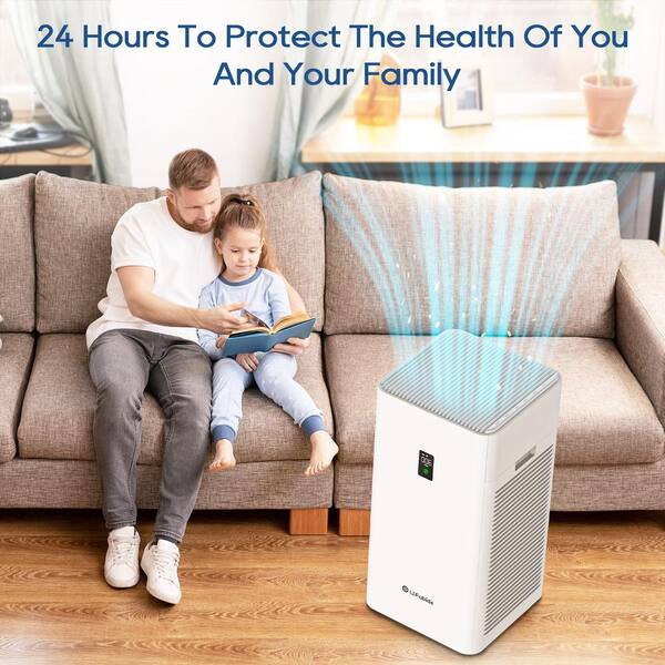 Denjol 4555 sq. ft. HEPA True Whole House Air Purifier In White With 3 layers of filter Sleep Mode Smart Control Led Screen AP24DB