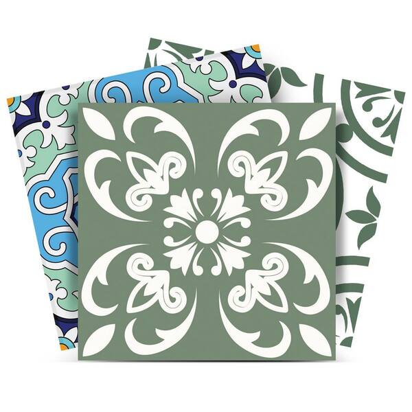 MI ALMA Blue, Grey and Green N5 6 in. x 6 in. Vinyl Peel and Stick Tile ...