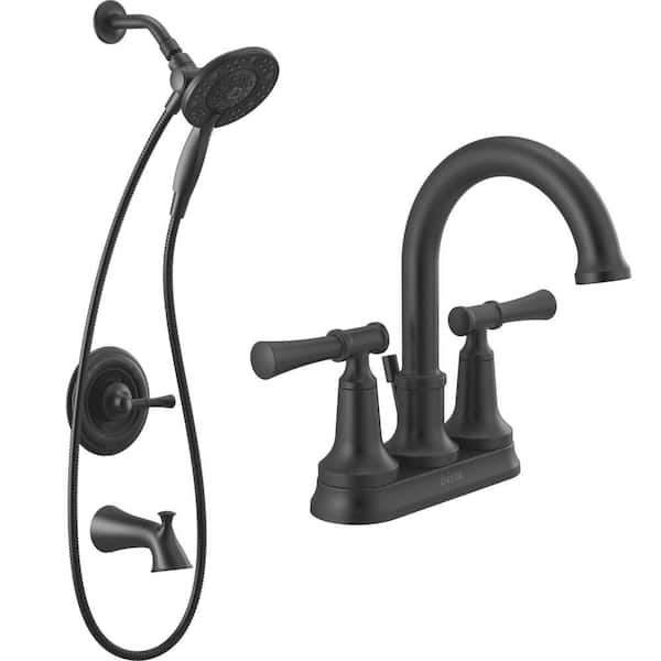 Delta Chamberlain 4 in. Centerset 2-Handle Bathroom Faucet Bundle ...