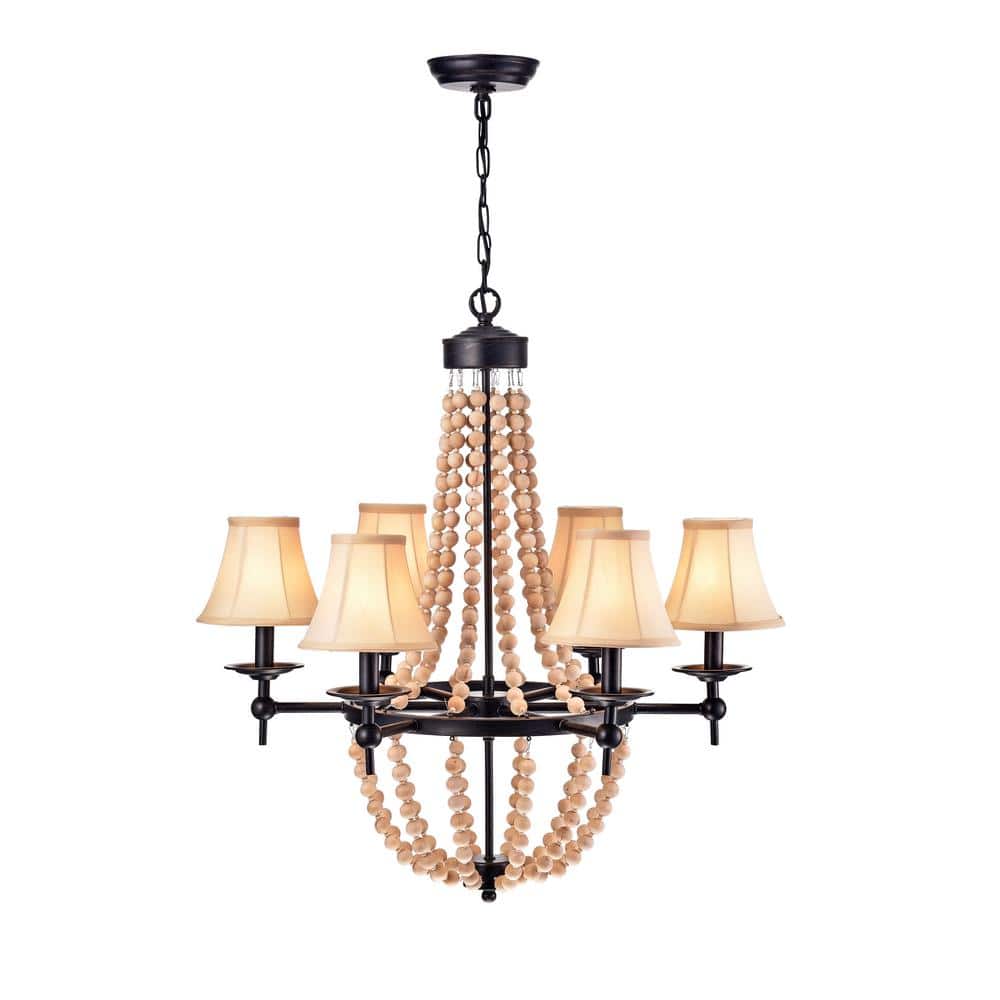 GREENVILLE SIGNATURE Souci 6-Light Black Candle Style Chandelier With ...
