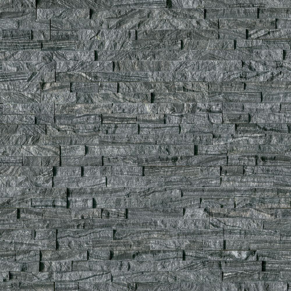 MSI Glacial Black Ledger Panel 6 in. x 24 in. Splitface Marble Wall ...