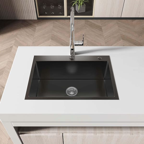 27 in. Black Drop In WorkstationSingle Bowl Kitchen Stainless Steel ...