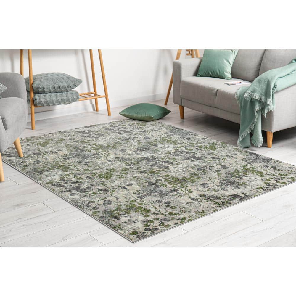 RADICI USA Green 3 ft. x 5 ft. Livigno 1242 Transitional Floral Area ...