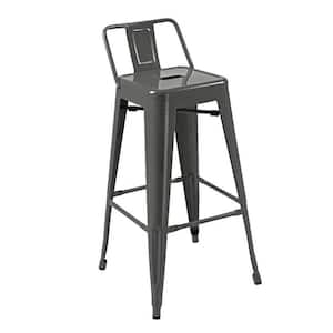 26 in. Light Gray Low Back Metal Bar Stool