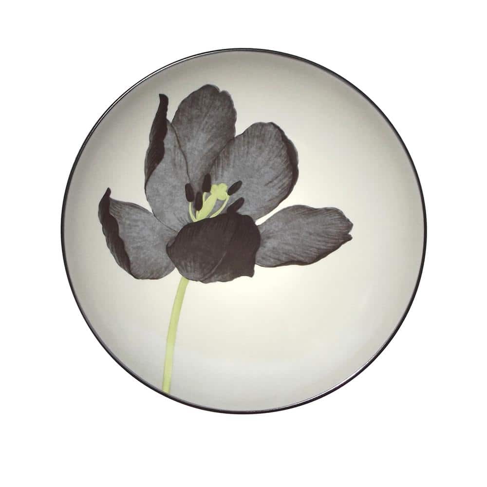 Noritake Colorwave Graphite Black Stoneware Tulip Accent Plate 8-1/4 in ...