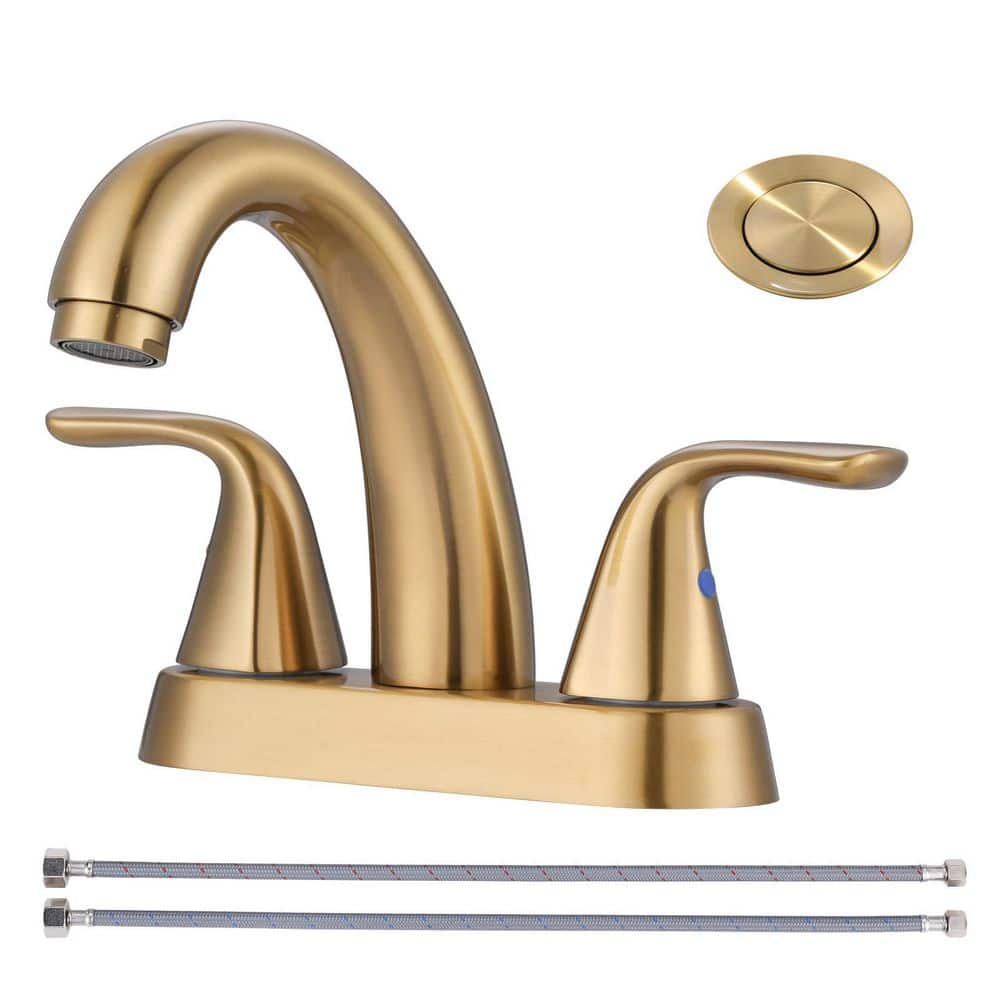 VEVETTA 4 in. Centerset Double Handle Mid Arc Bathroom Faucet with ...