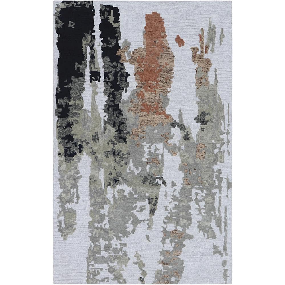 E1673 Silver 5 ft. x 8 ft. Hand Tufted Modern Wool and Viscose Area Rug ...