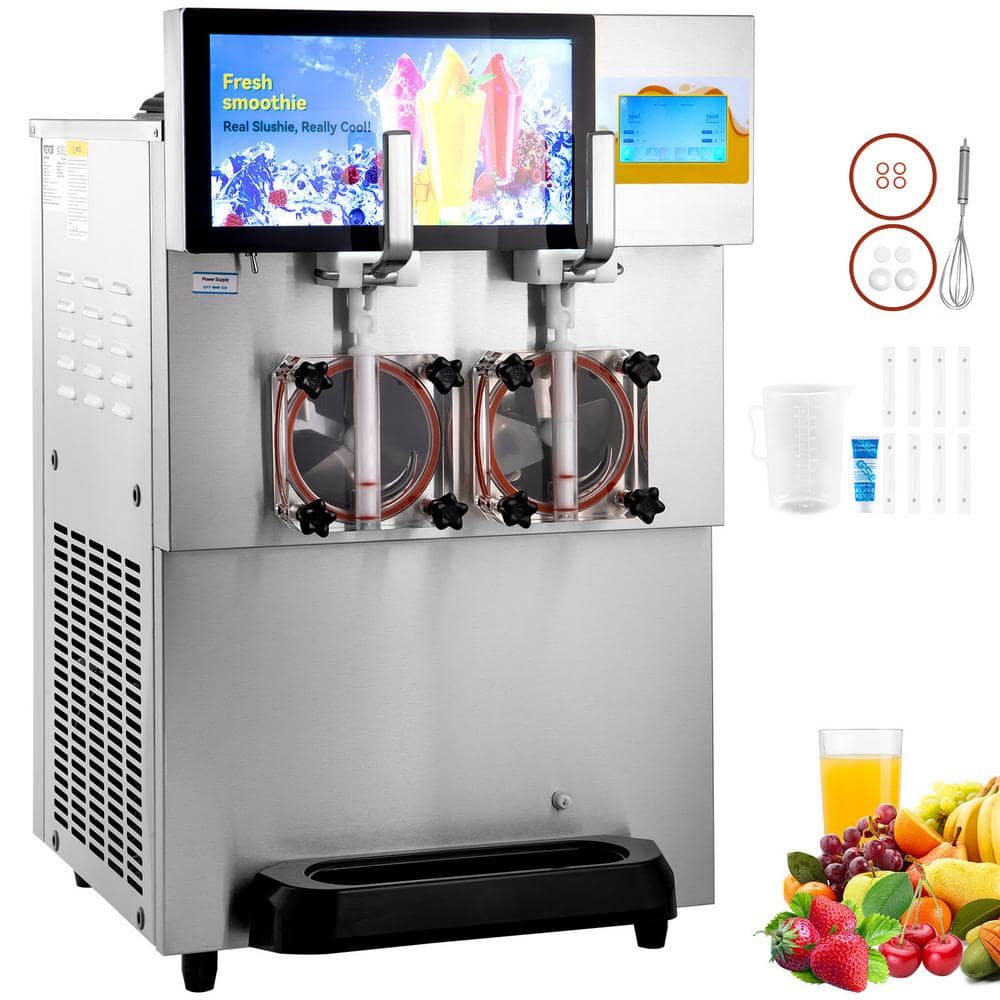 SVOPES 541 oz. Double Bowl Commercial Slushy Maker, 1155-Watt Stainless ...