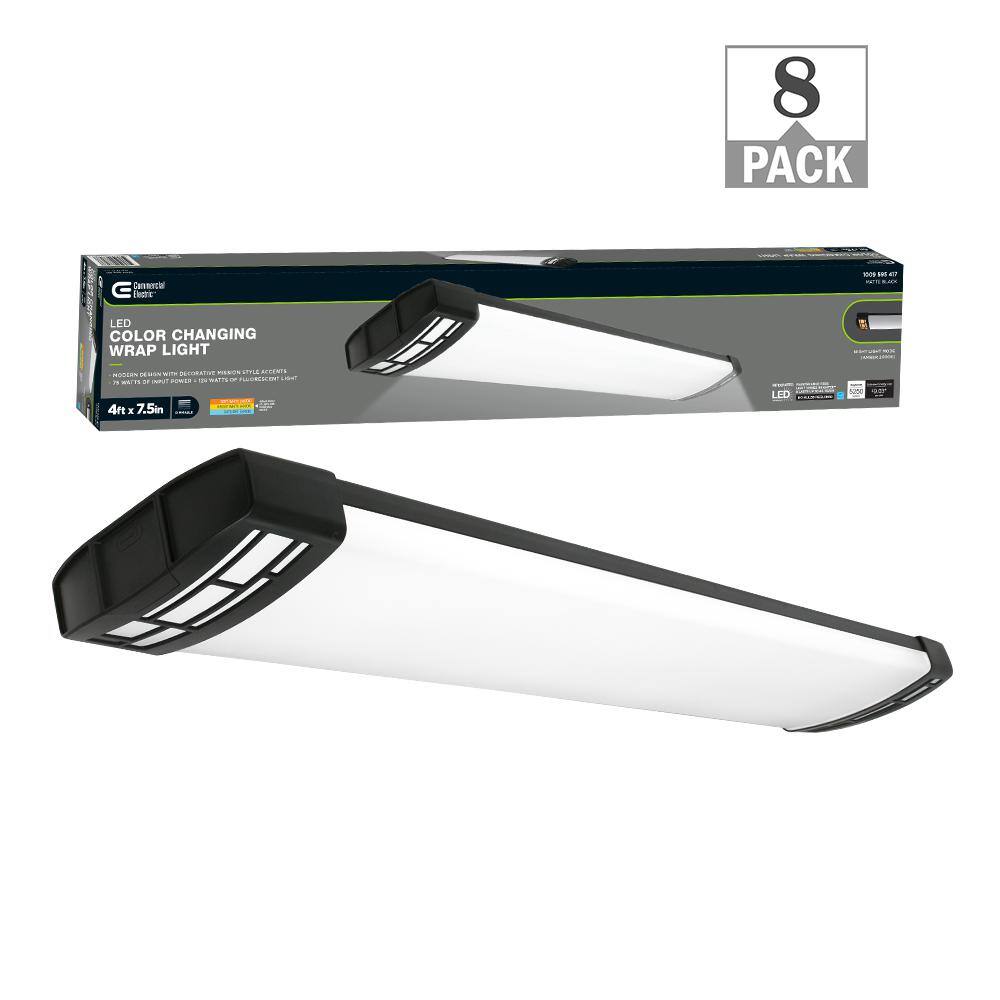 Commercial Electric 4 ft. Matte Black Mission End Caps 5250 Lumens ...