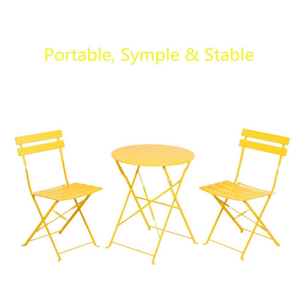 Sudzendf Yellow 3-Piece Metal Outdoor Bistro Set, Outdoor bar Table and ...