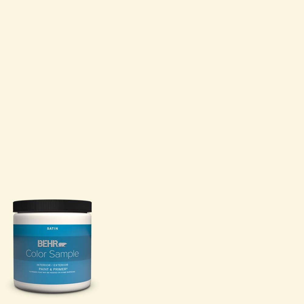 BEHR PREMIUM PLUS 8 oz. #P300-1 Lemon White Satin Enamel Interior ...
