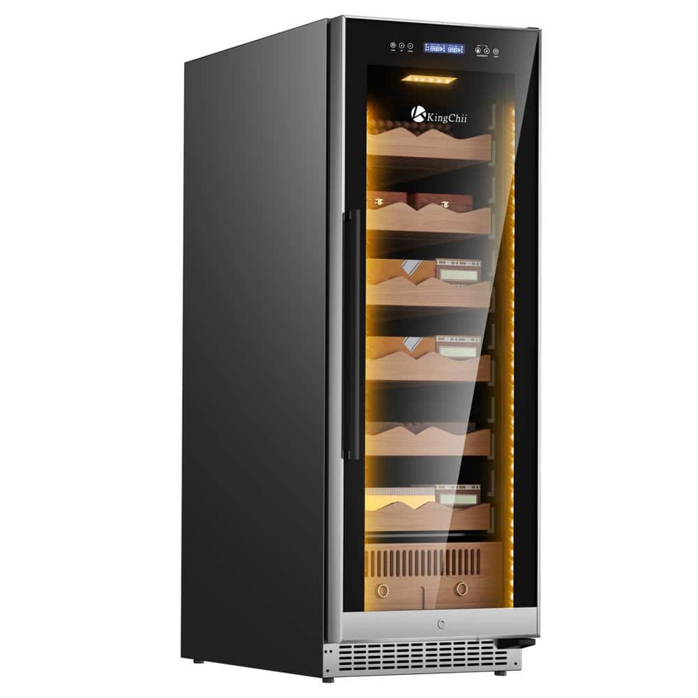 KingChii 24 in. W x 63 in. H 375L Black Metal Cigar Humidor Temp and ...
