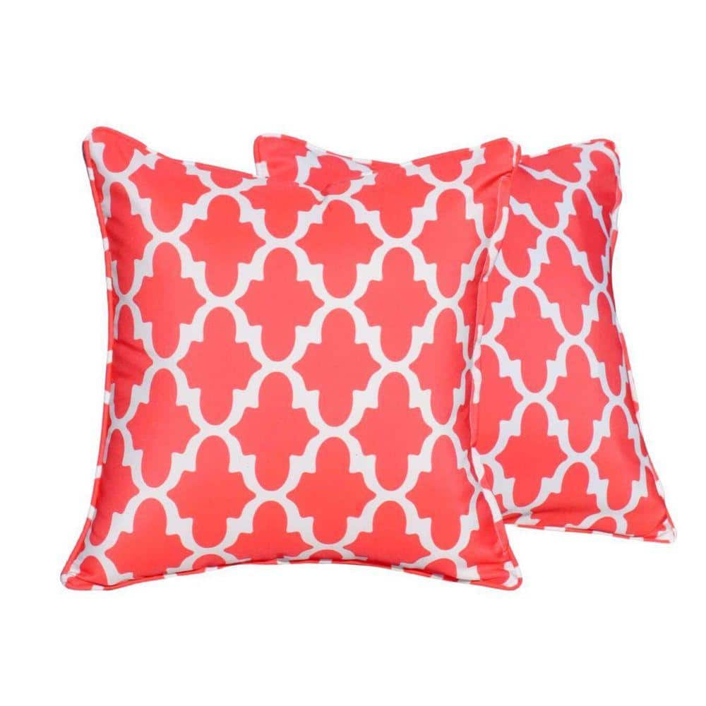 cenadinz 16.54 in. L Red Geometric Square Outdoor Throw Pillows without ...