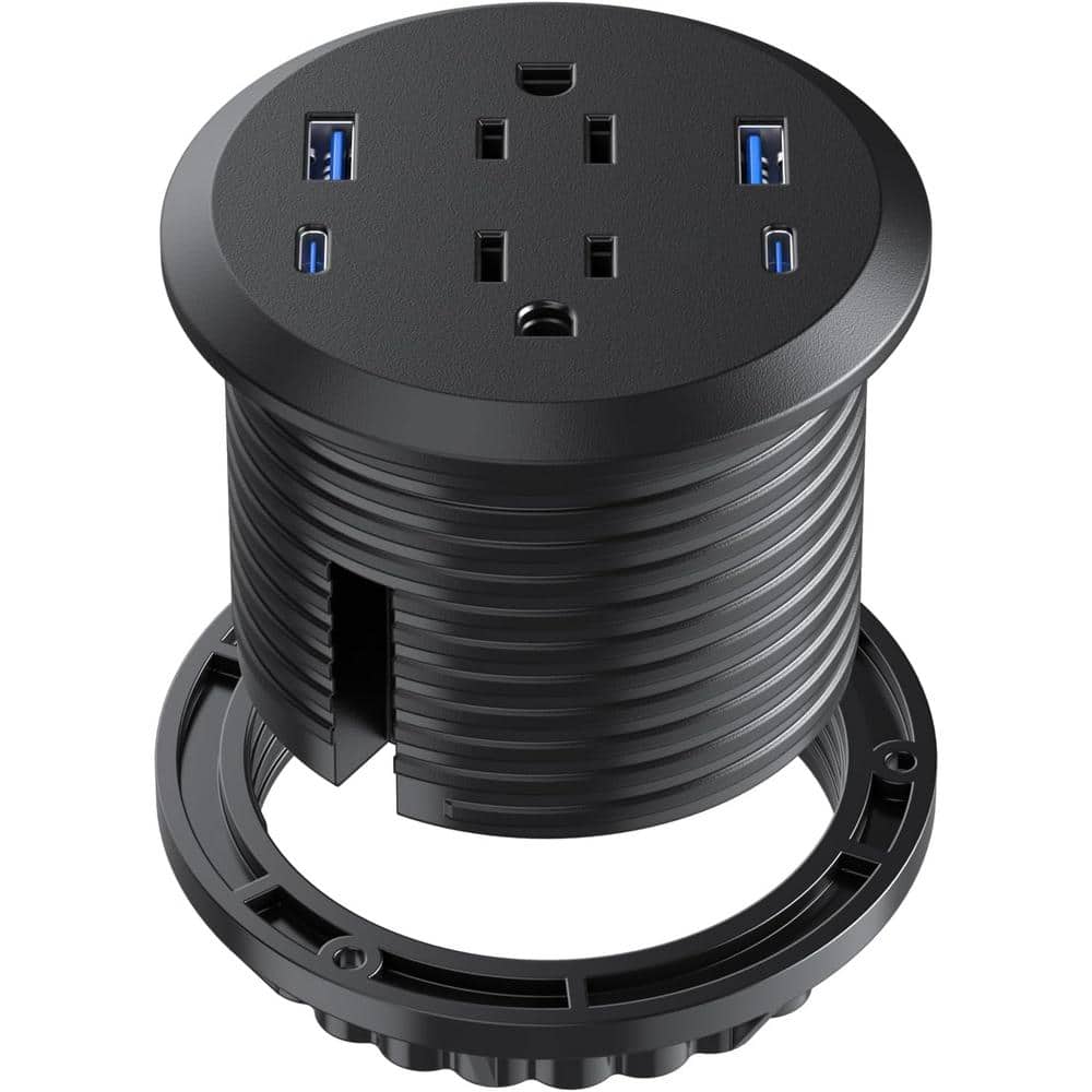 Lukyamzn 6 ft. 2-Outlet Surge Protector Flush Mount Recessed Outlet ...