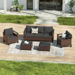 JOYESERY 5-Pieces Patio Conversation Set with Ottomans Wide Armrests ...