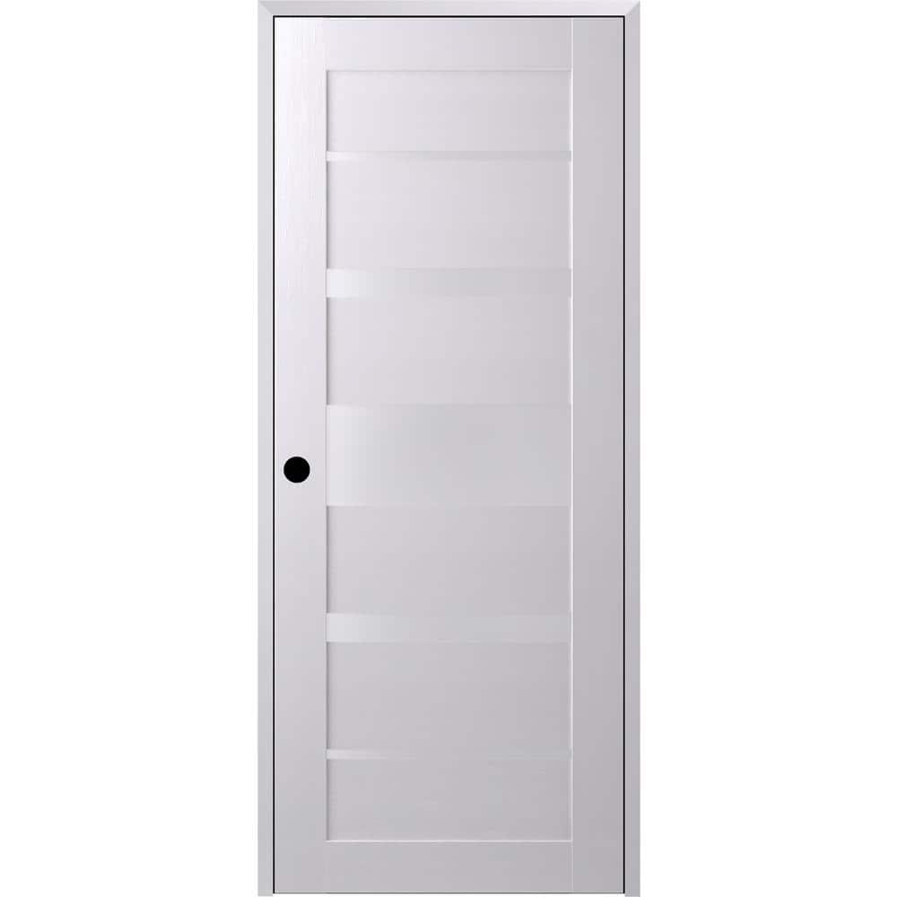 Belldinni Kina 24 in. x 80 in. Right-Hand 5-Lite Frosted Glass Solid ...