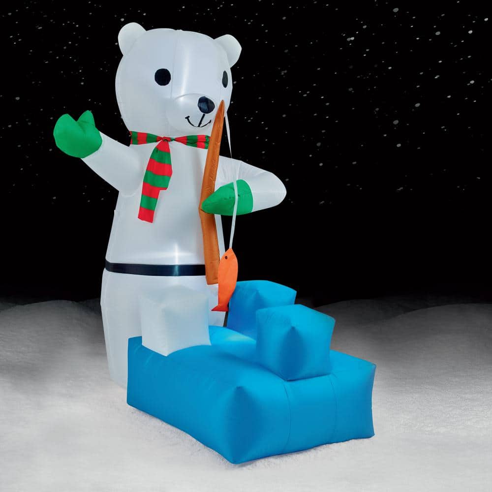 Brite Star 5 ft. H x 3.3 ft. W Fishing Polar Bear Inflatable Airblown ...
