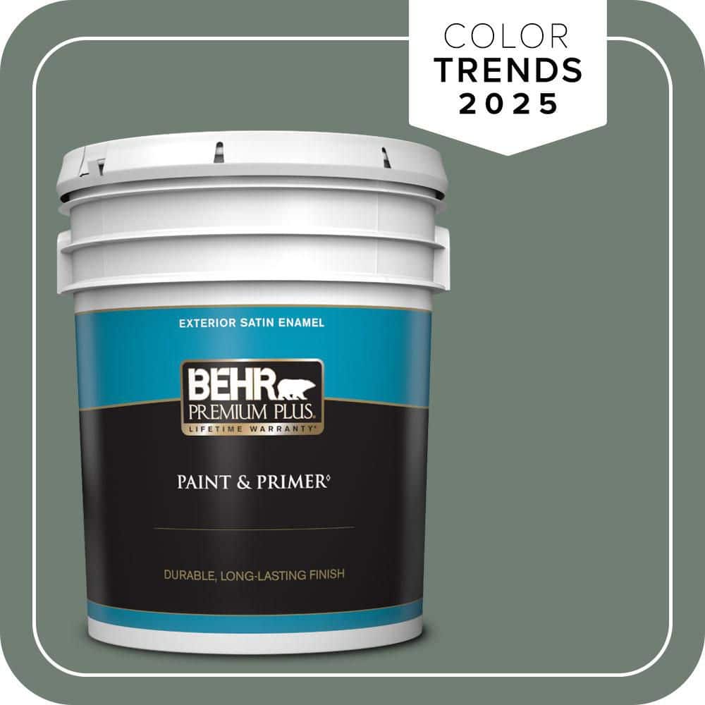 BEHR PREMIUM PLUS 5 gal. #N420-5 Boreal Satin Enamel Exterior Paint ...