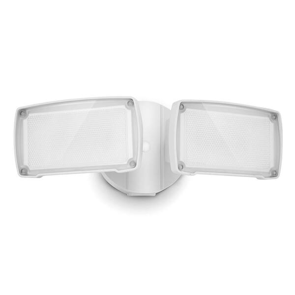 LUTEC 2-Head 300-Watt Equivalent Integrated LED White Outdoor Security ...