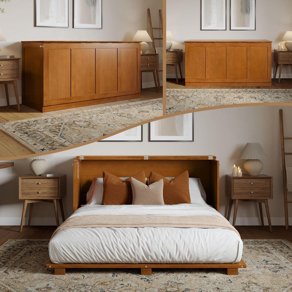 AFI Westfield Light Toffee Natural Bronze Wood Frame Queen Low Profile ...