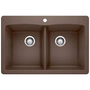 Blanco DIAMOND Dual Mount Granite Composite 33 in. 1-Hole 50/50 Double ...
