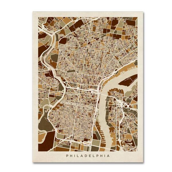 Buy 14 in. x 19 in. Philadelphia Pennsylvania Street Map II by Michael ...