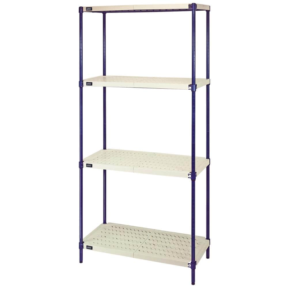 QUANTUM STORAGE SYSTEMS Blue 4-Tier Plastic Storage Shelving Unit (30 ...